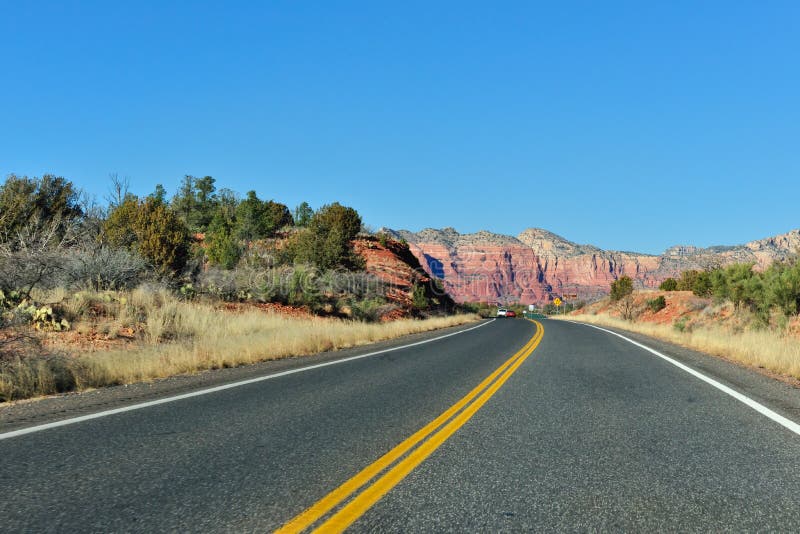 Highway through Arizona Desert Stock Photo - Image of mesa, mountainous ...
