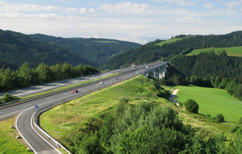 Highway in Austria stock photo. Image of scenery, bridge - 11972658