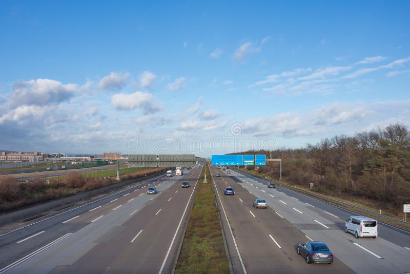 Highway Autobahn Traffic Aerial View in Day Time Stock Photo - Image of ...
