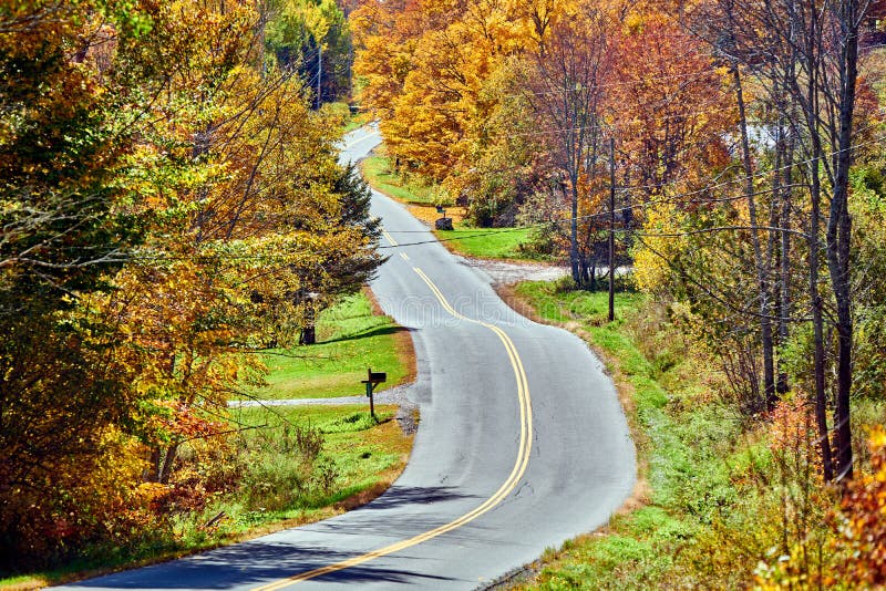 Highway at Autumn Day, Vermont, USA Stock Image - Image of outdoor ...