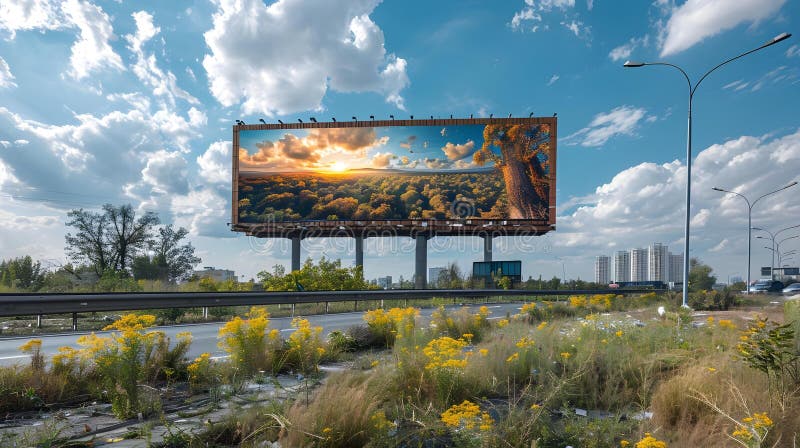 Highway Billboard Highlights Environmental Plight through Art. Concept ...