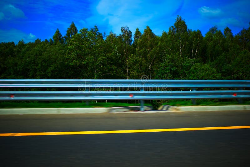 Highway Border Limiter Captured from Rushing Car Stock Image - Image of ...
