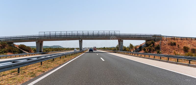 Highway Bridge and Cars on the Road. Stock Image - Image of trip, drive ...