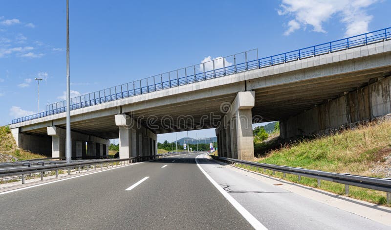 Highway Bridge and Cars on the Road. Stock Image - Image of automobile ...