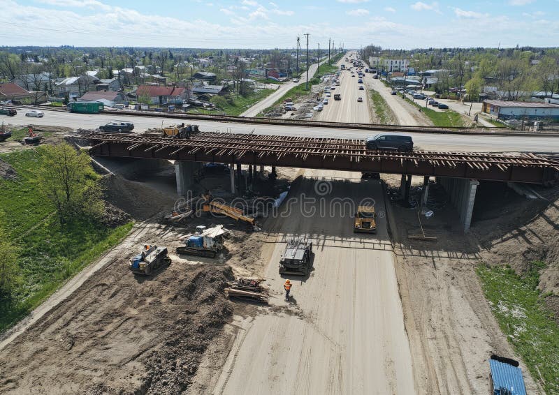 Highway Overpass Construction Stock Illustration - Illustration of ...