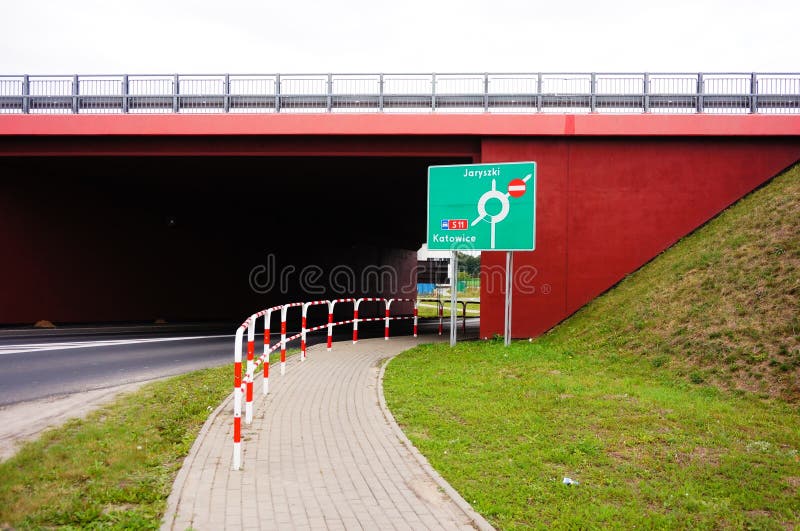 Highway bridge stock image. Image of overpass, sign, highway - 44388613