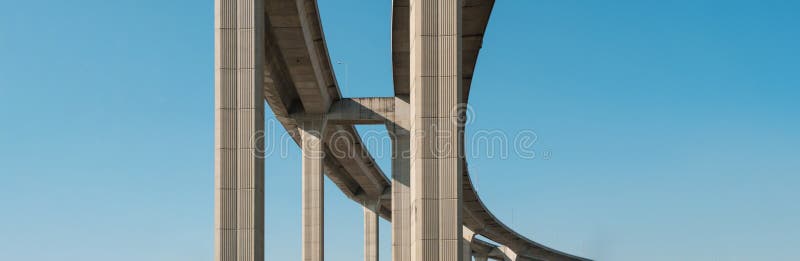 Highway Bridge, Elevated Freeway Isolated on Blue Sky Stock Photo ...