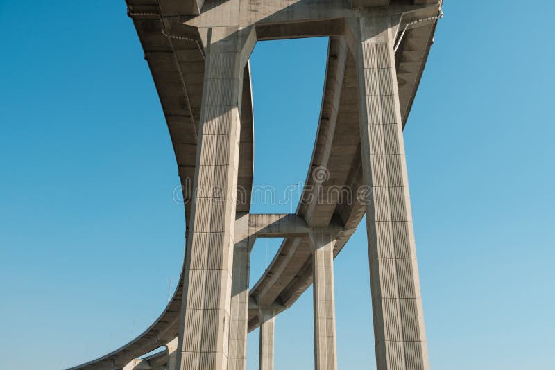 Highway Bridge, Elevated Freeway Isolated on Blue Sky Stock Photo ...