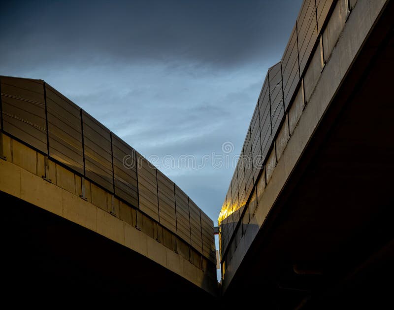 Modern Bridge Intersection Close Up Stock Image - Image of highway ...