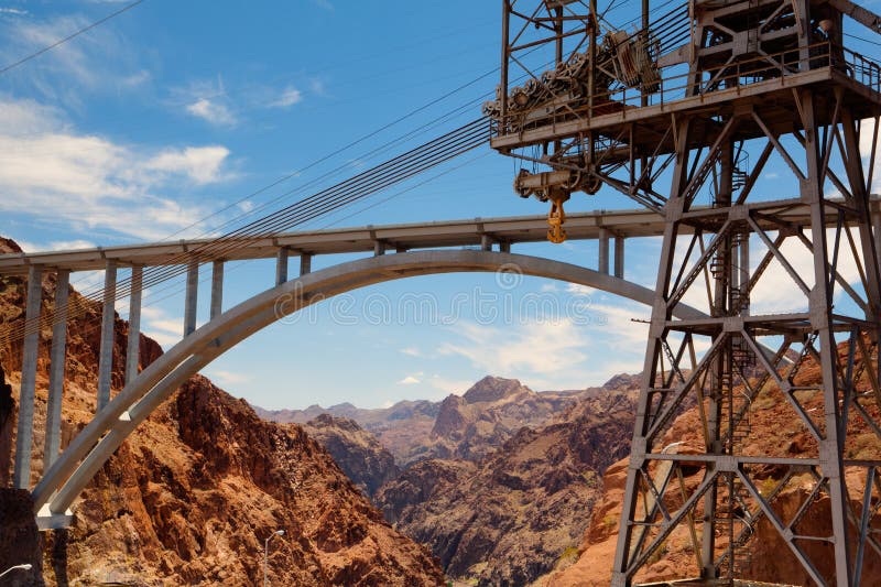 The Highway Bridge Over the Hoover Dam Stock Photo - Image of desert ...