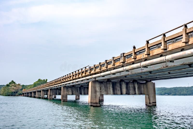 Highway Bridge Overpass Over the Lake Stock Photo - Image of hartwell ...
