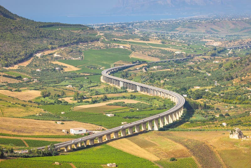 Highway Bridge on Pillars in Sicily, Italy Stock Image - Image of ...