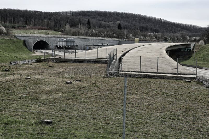 Highway Bridge Under Construction by the Motorway Tunnel Stock Image ...