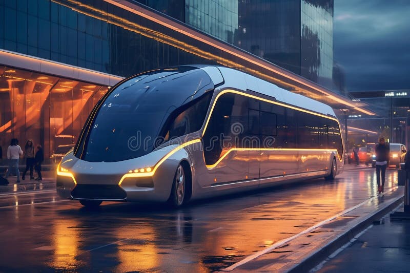 Highway Bustling with Autonomous Electric Vehicles. Generative Ai Stock ...