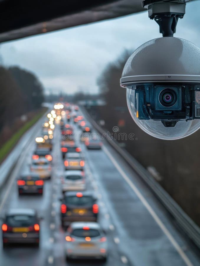 Highway Camera Installation Stock Image - Image of transportation ...
