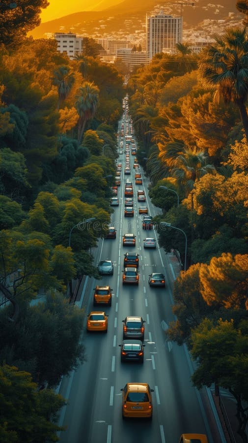 Highway with Car Traffic Top View Stock Illustration - Illustration of ...