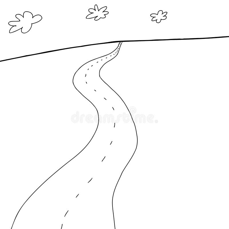 Highway Cartoon Outline stock illustration. Illustration of countryside ...