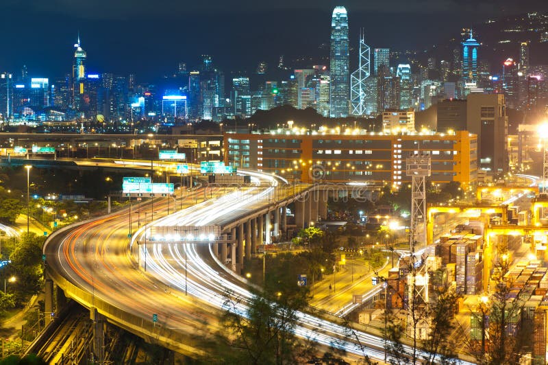 Highway and the city stock photo. Image of building, downtown - 21905636