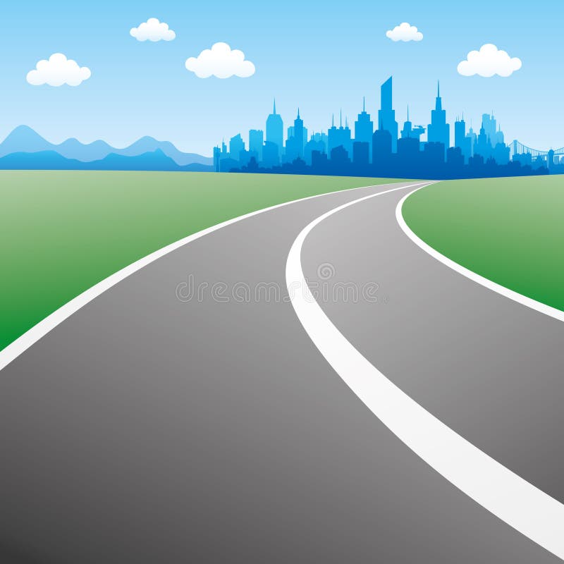 The highway and the city. stock vector. Illustration of motor - 74325127