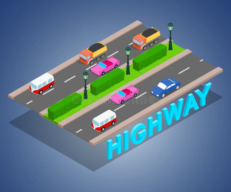 Highway Concept Banner, Isometric Style Stock Vector - Illustration of ... Highway Concept Banner, Isometric Style Stock Vector - Illustration of ...