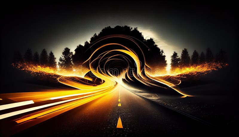 Highway Concept in Golden Colors Stock Illustration - Illustration of ...