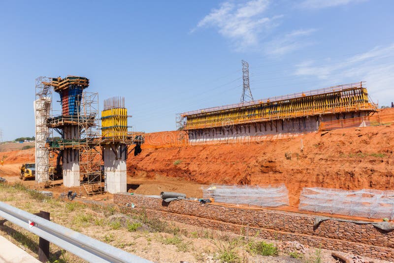 Highway Construction Junction Stock Image - Image of columns, ramps ...