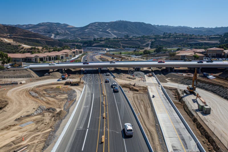Highway Construction Site Overpass Surrounding Landscape Stock Photos ...