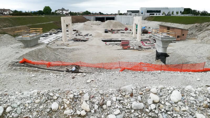 Highway Construction Site View. Civil Engineering Stock Image - Image ...