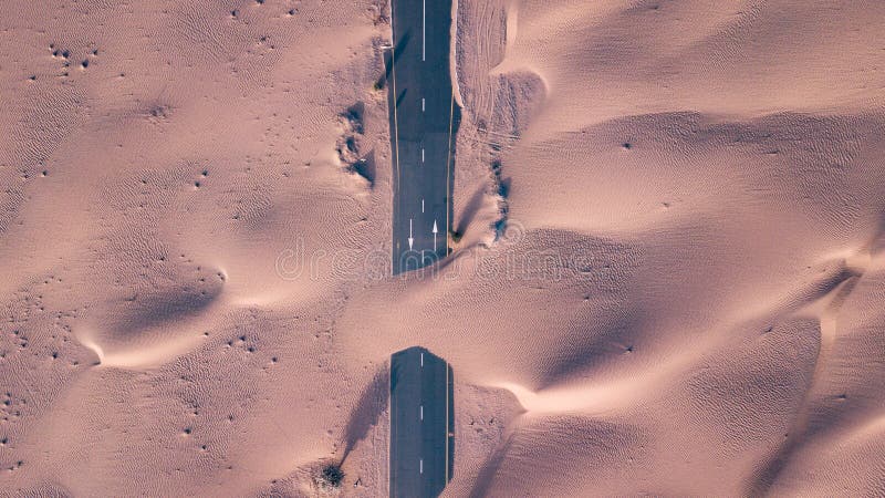 Highway Covered by Sand after a Sandstorm in a Desert in UAE Stock ...