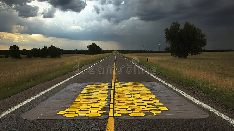 Highway Data Visualization, Storm Clouds, Rural Landscape, Navigation ...