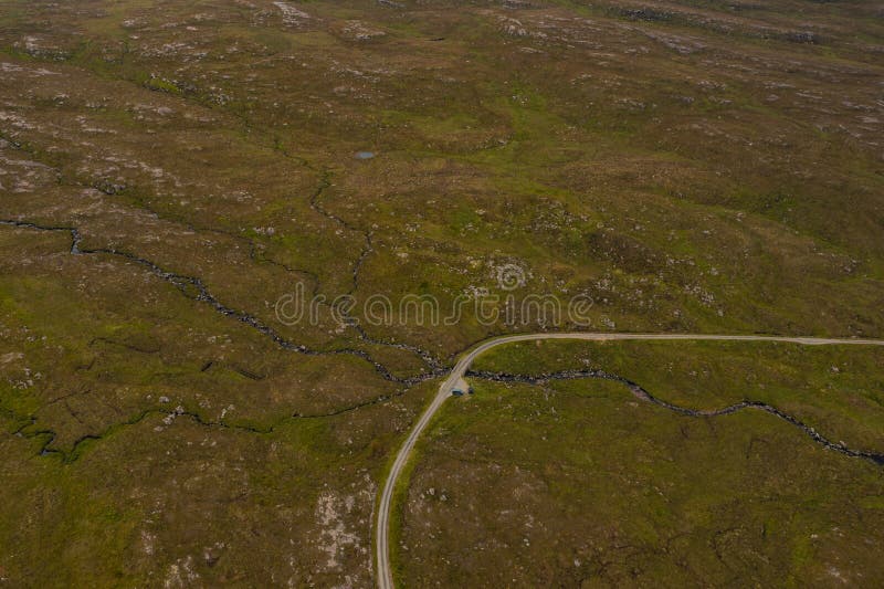 Highway through a Desolate Landscape Stock Photo - Image of freedom ...