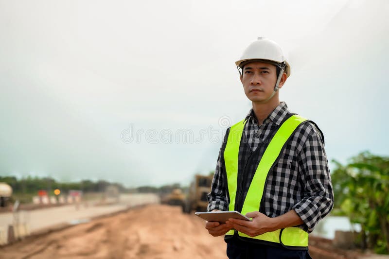 Highway Engineers Working at Construction Improvement Based on ...