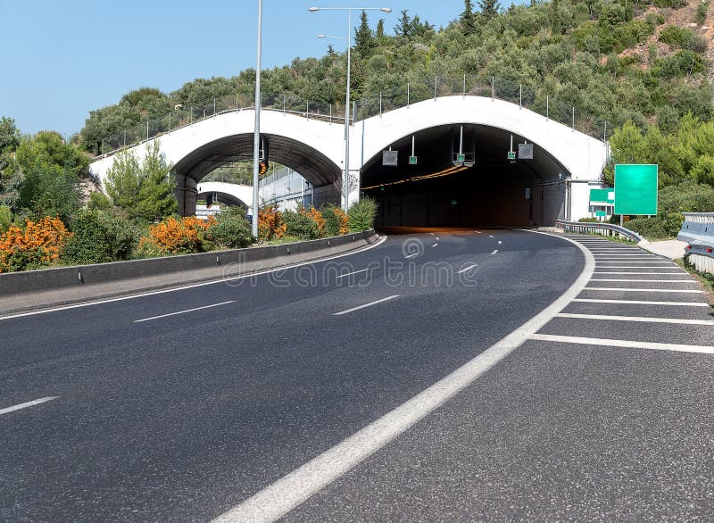 Highway and Entrance To the Tunnel Stock Image - Image of hill ...