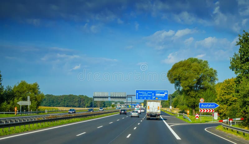 On the highway in Europe editorial stock image. Image of sign - 92349494