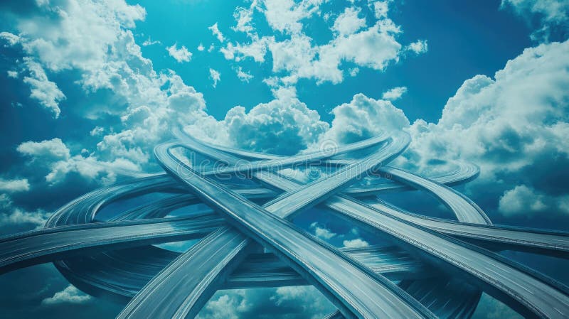 Highway of the Future - Aerodynamic Intersection in Mid-air Stock Image ...