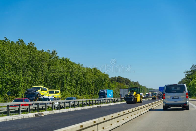 View Out of the Windshield Onto a Highway Construction Site Editorial ...