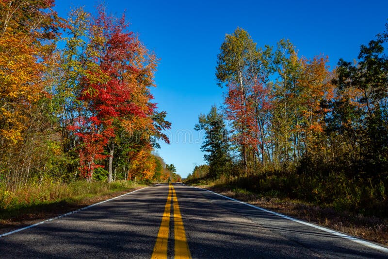 Highway 107 Going through a Colorful Wisconsin Forest in Early October ...