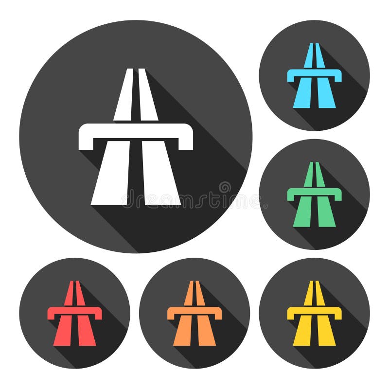 Highway icons set stock vector. Illustration of motorway - 136160013