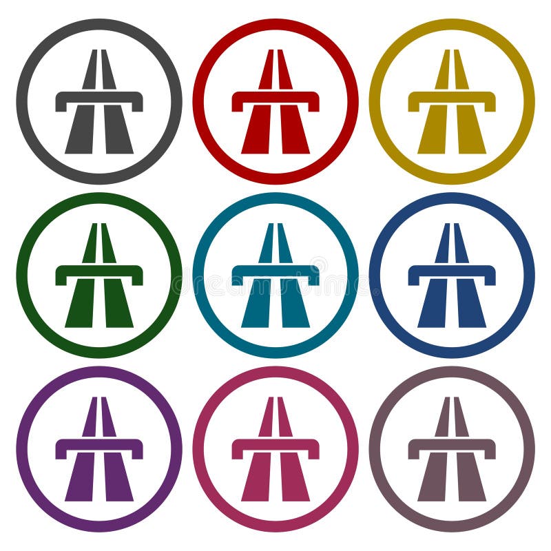 Highway icons set stock vector. Illustration of road - 121811856