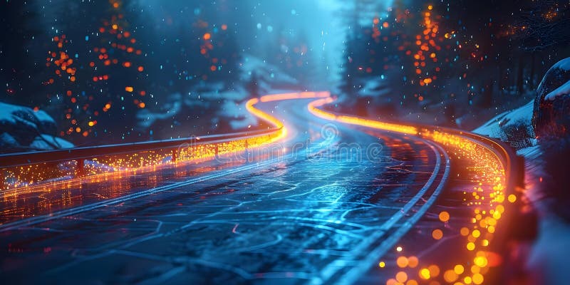 Highway of Innovation: Blue Lights Symbolizing Fast Internet and Modern ...