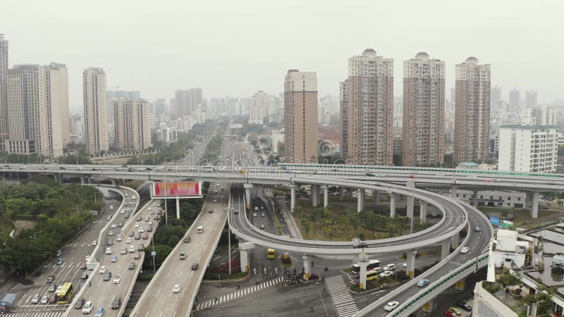 Highway interchange aerial stock photo. Image of building - 135215974