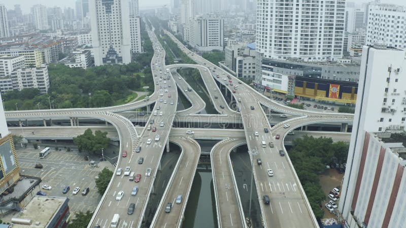 Highway interchange aerial stock footage. Video of crossroad - 132900840