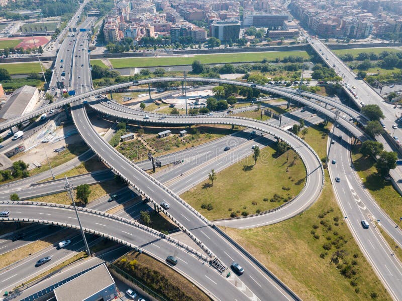 Highway Interchange in Barcelona Stock Image - Image of speed ...