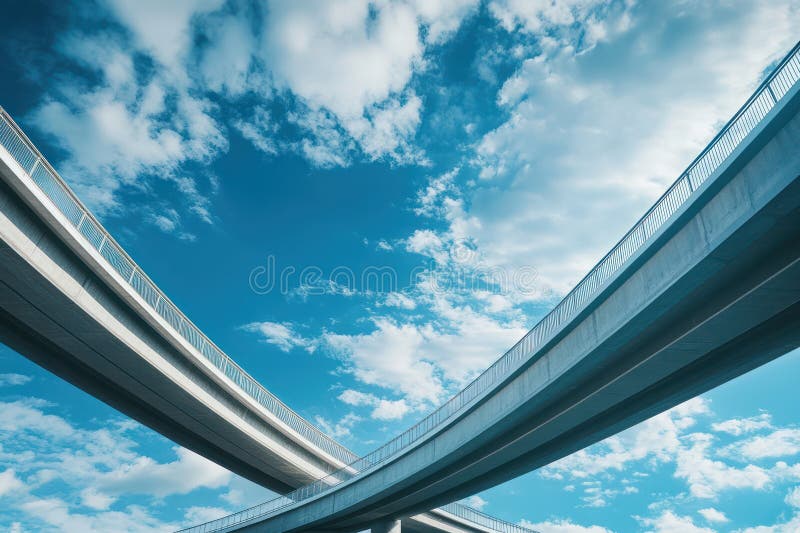 Highway Interchange with Bridge Exits Under Clear Sky Stock Photo ...