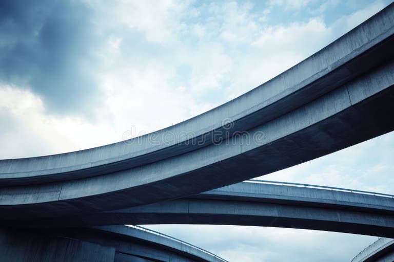 Highway Interchange with Bridge Exits Under Clear Sky Stock Photo ...