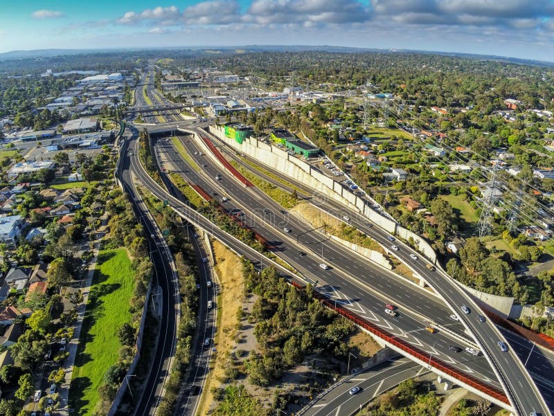 Traffic Multiple Stacked Lanes Interstate Highway Interchange Portland ...
