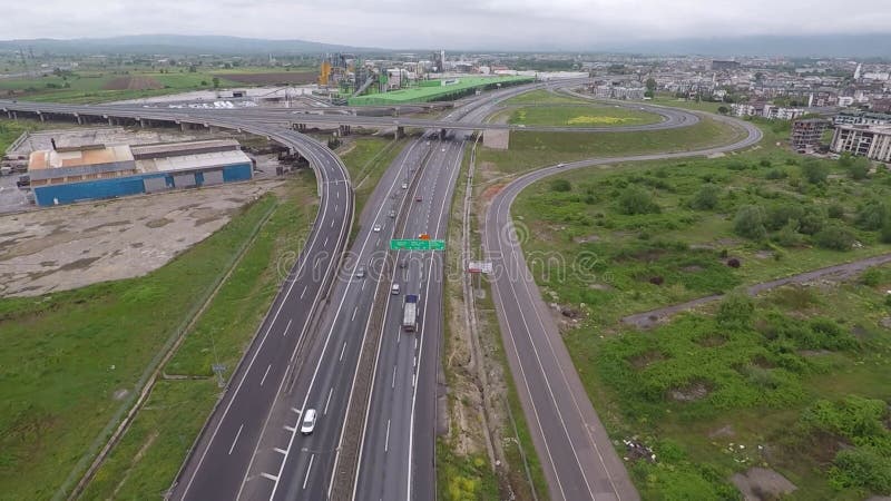 Highway and Intersection, Aerial Stock Video - Video of destination ...