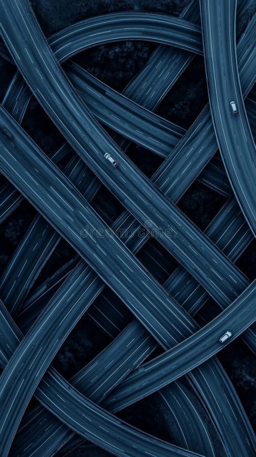 Highway Intersection Creating Complex Road Network with Passing Cars ...