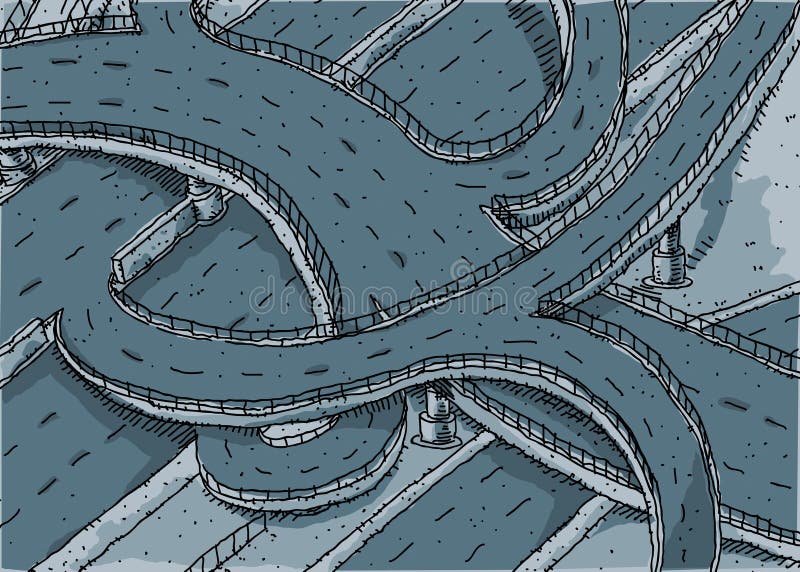 Highway Intersection stock illustration. Illustration of concrete ...