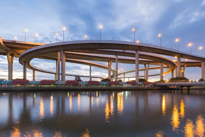 Highway Intersection Overpass River Front Stock Photo - Image of harbor ...